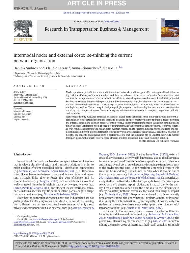 Intermodal Nodes and External Costs - Re-Thinking The Current Network ...