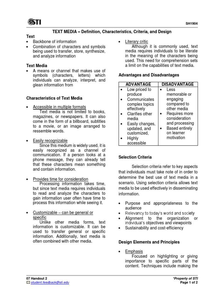 Text Media - Definition, Characteristics, Criteria, and Design Text ...