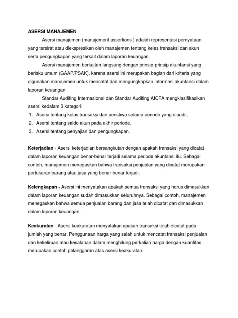 Asersi Manajemen | PDF