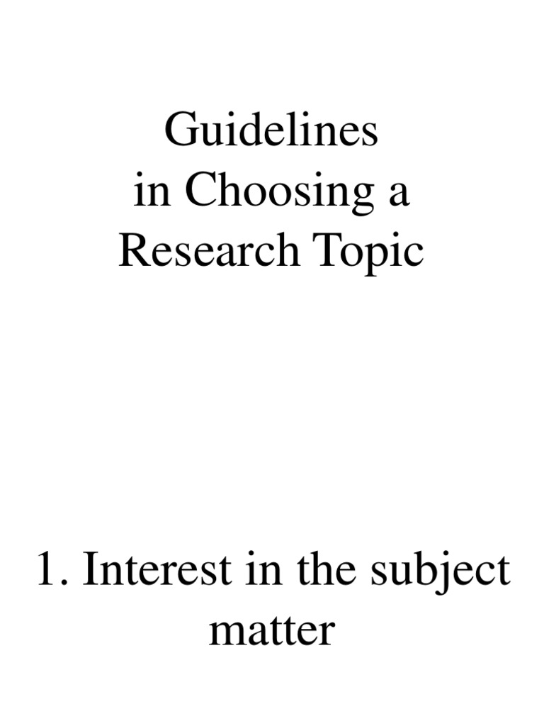 How to Choose a Research Topic | PDF