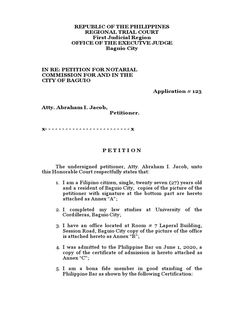 Petition For Notarial Commission | PDF | Notary Public | Law Clerk