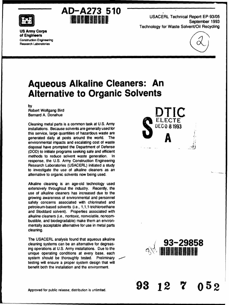 Aqueous Alkaline Cleaners: An Alternative To Organic Solvents | PDF ...
