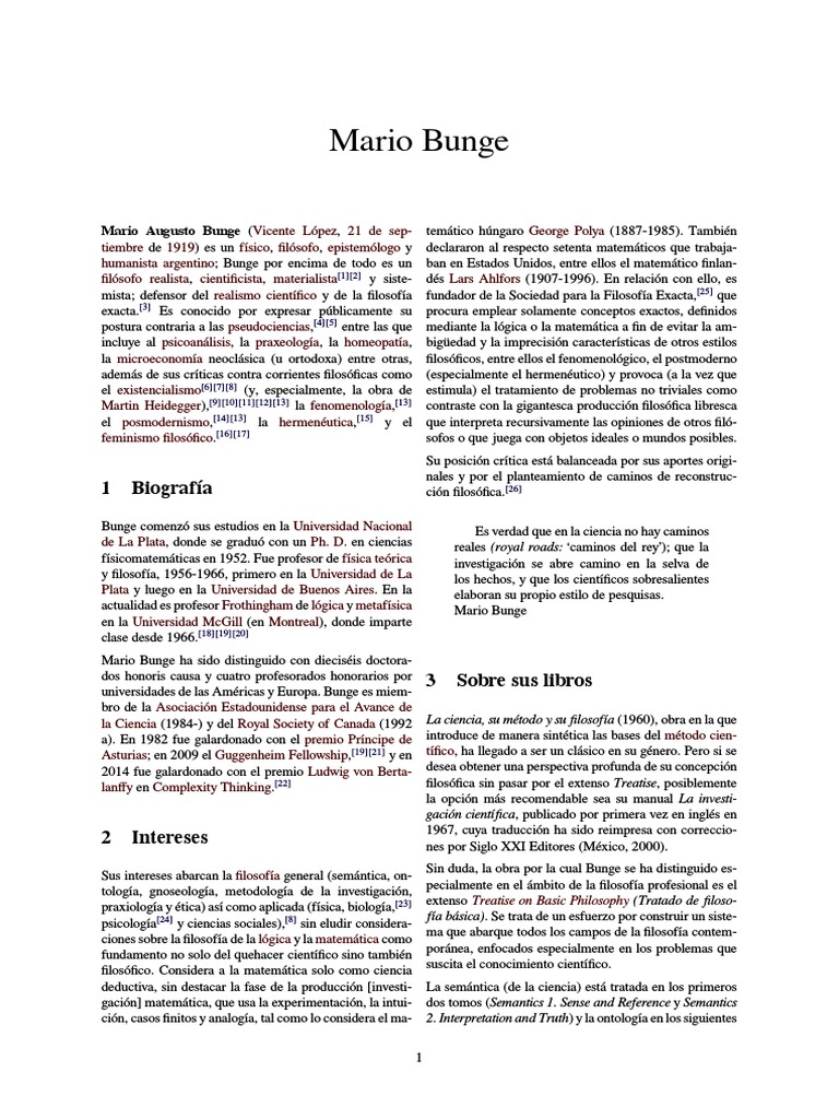 Biografía de Mario Bunge: Filósofo y Científico | PDF | Science ...