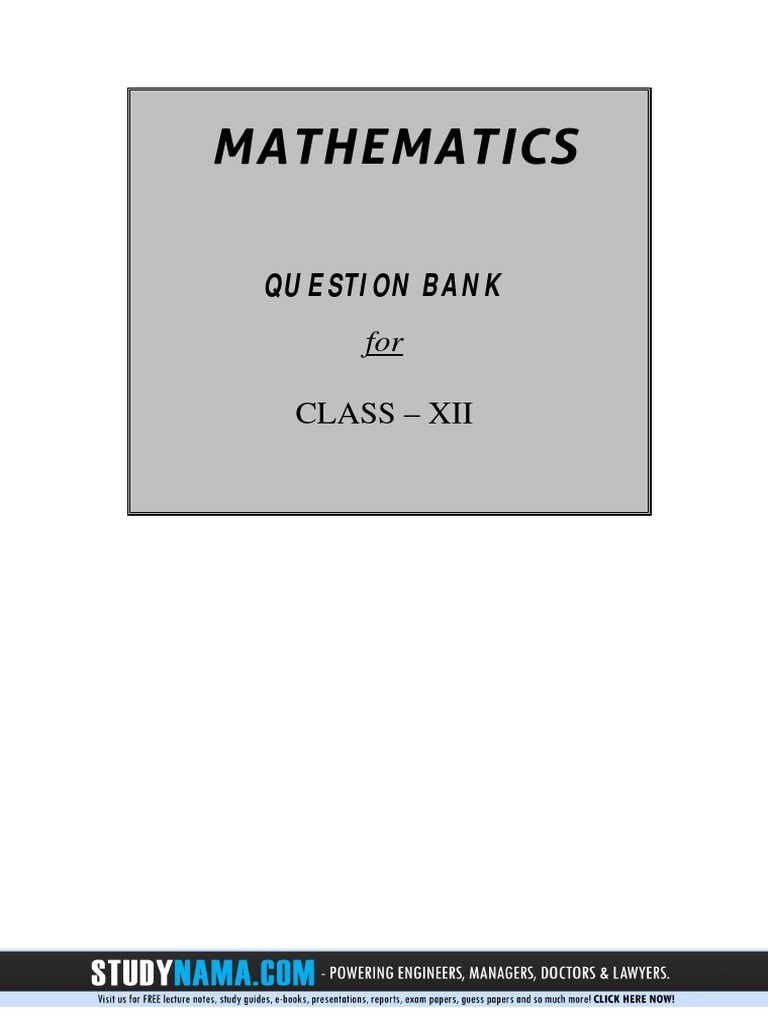 Maths Quesiton Bank - Class 12 | PDF | Matrix (Mathematics) | Volume