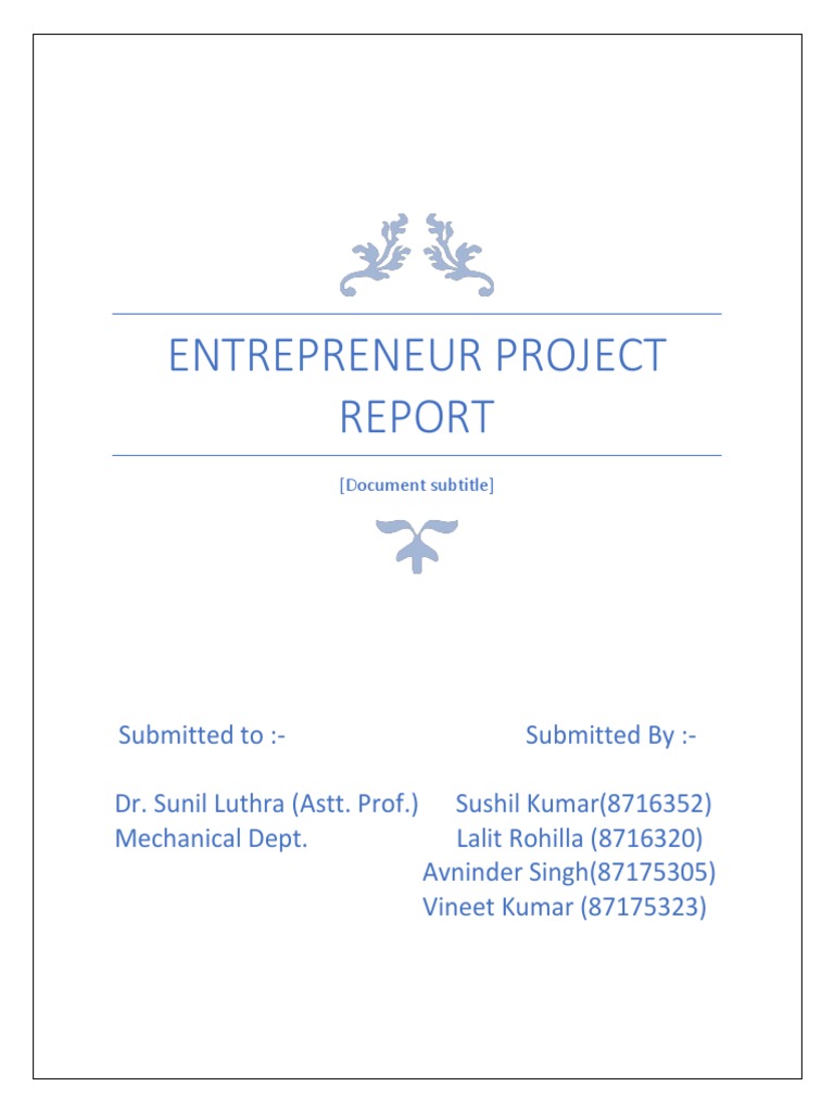 Entrepreneur Project Report | PDF | Shoe | Depreciation