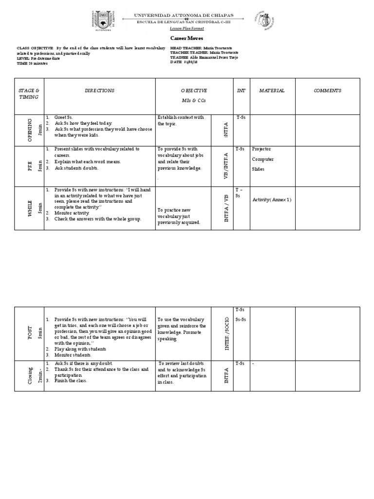 Career Vocabulary Lesson Plan | PDF | Vocabulary | Applied Psychology
