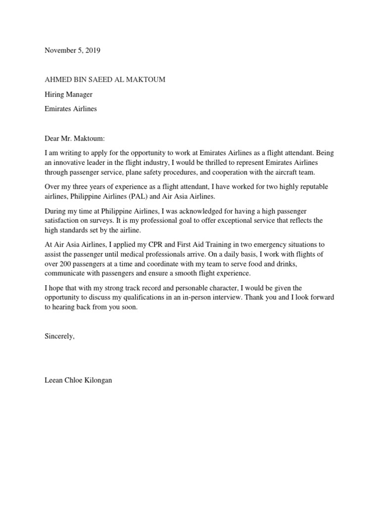 A Flight Attendant's Passionate Application to Join the Renowned ...