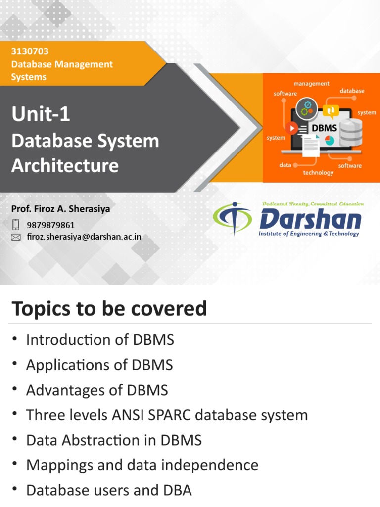 DBMS GTU Study Material Presentations Unit-1 27072019070458AM | PDF | Conceptual Model | Databases