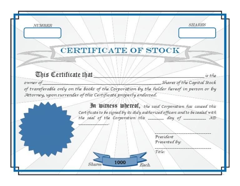 Stock Certificate Front | PDF