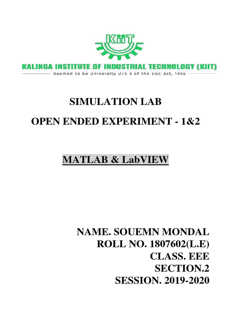 Simulation Lab Open Ended Experiment - 1&2 | PDF | Electrical Circuits ...