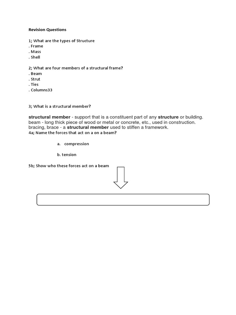 Revision Questions: Structural Member - Support That Is A Constituent ...