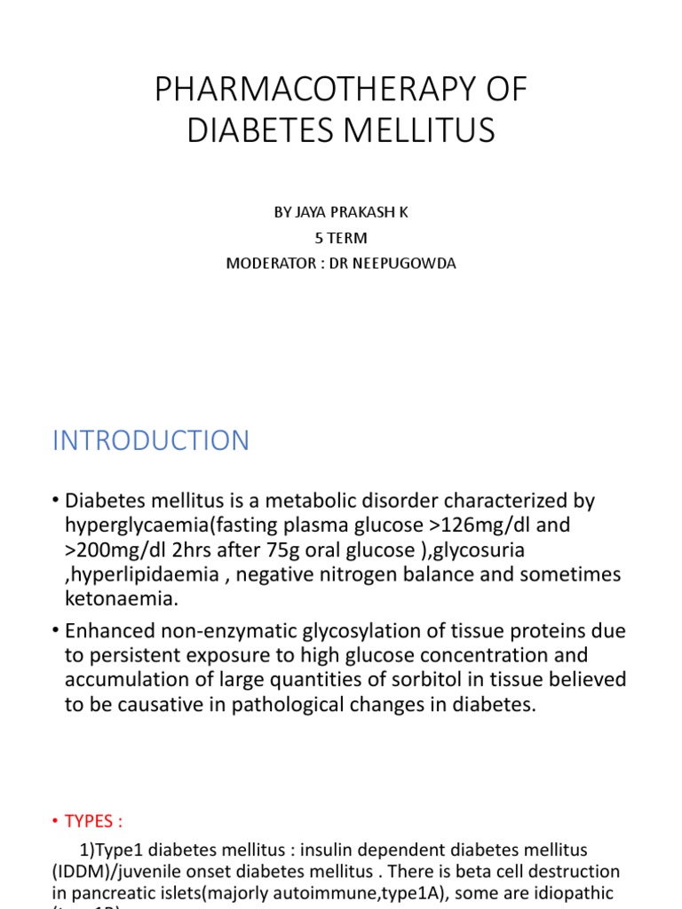 Pharmacotherapy of Diabetes Mellitus | PDF | Diabetes | Insulin