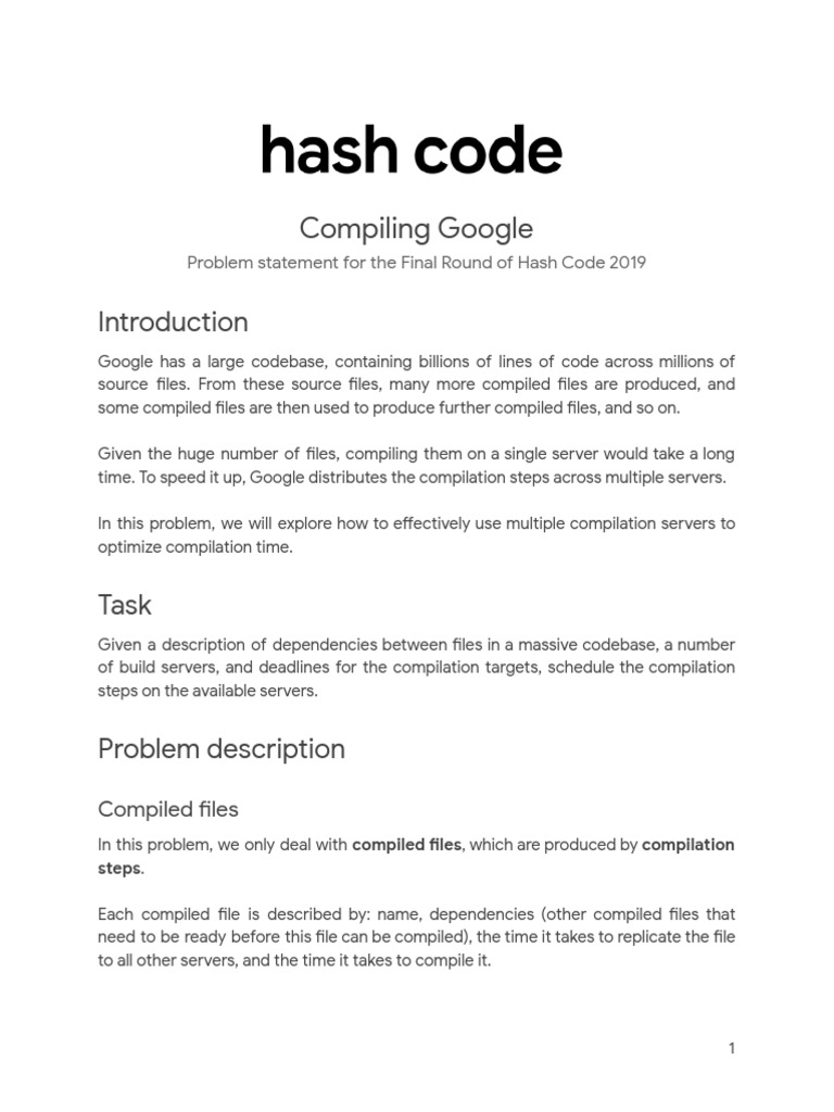 Compiling Google: Problem Statement For The Final Round of Hash Code 2019 | PDF | C (Programming ...