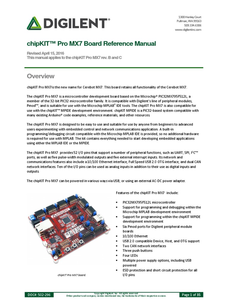 Chipkit Pro Mx7 RMJHG | PDF | Usb | Microcontroller