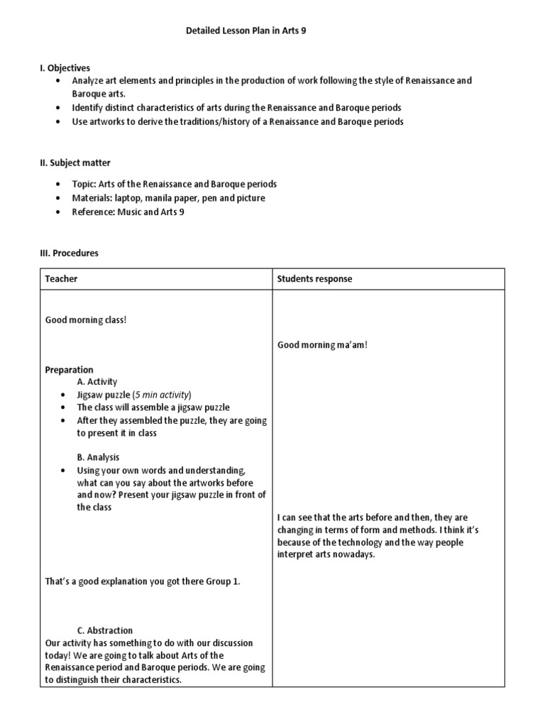 Renaissance and Baroque Art Lesson Plan | PDF | Raphael | Renaissance