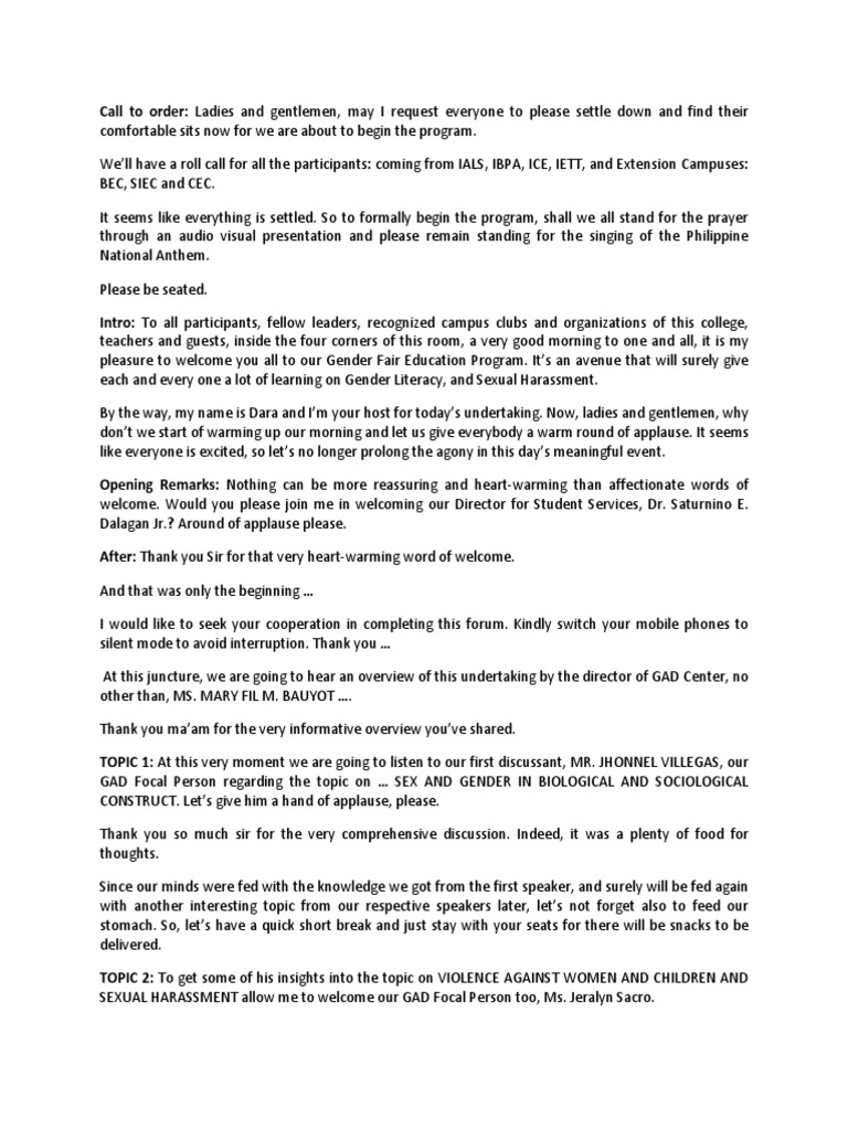 Script | PDF | Human Sexuality | Gender