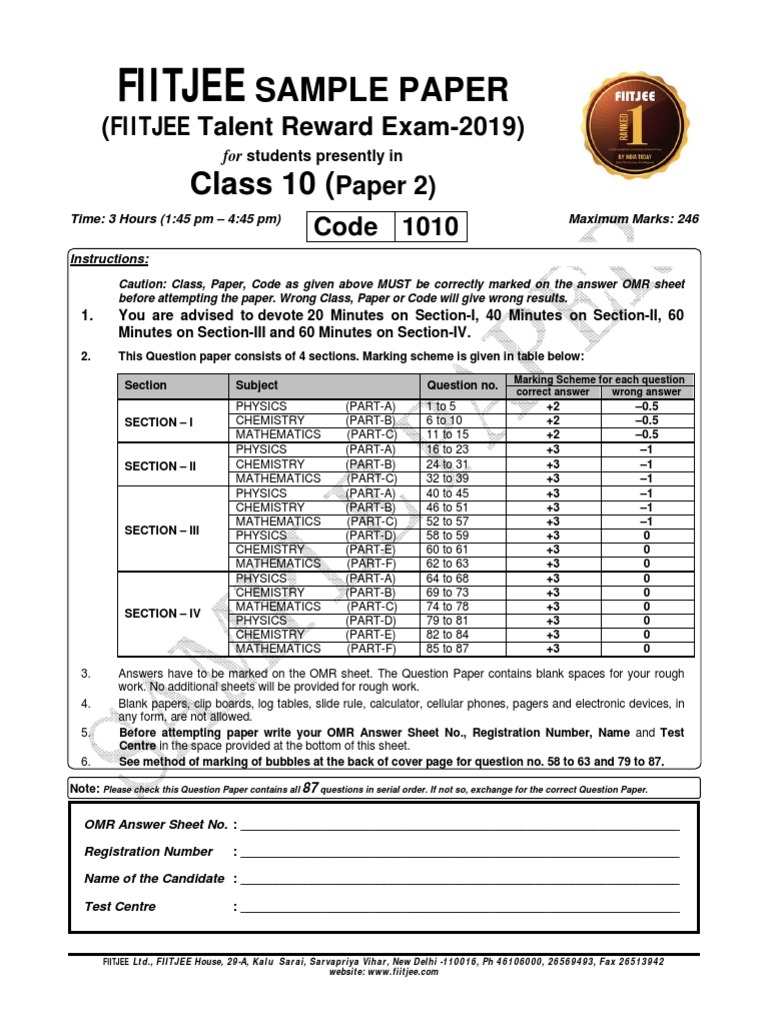 Ftre 2019 C X (Paper 2) PCM | PDF | Atoms | Chemistry