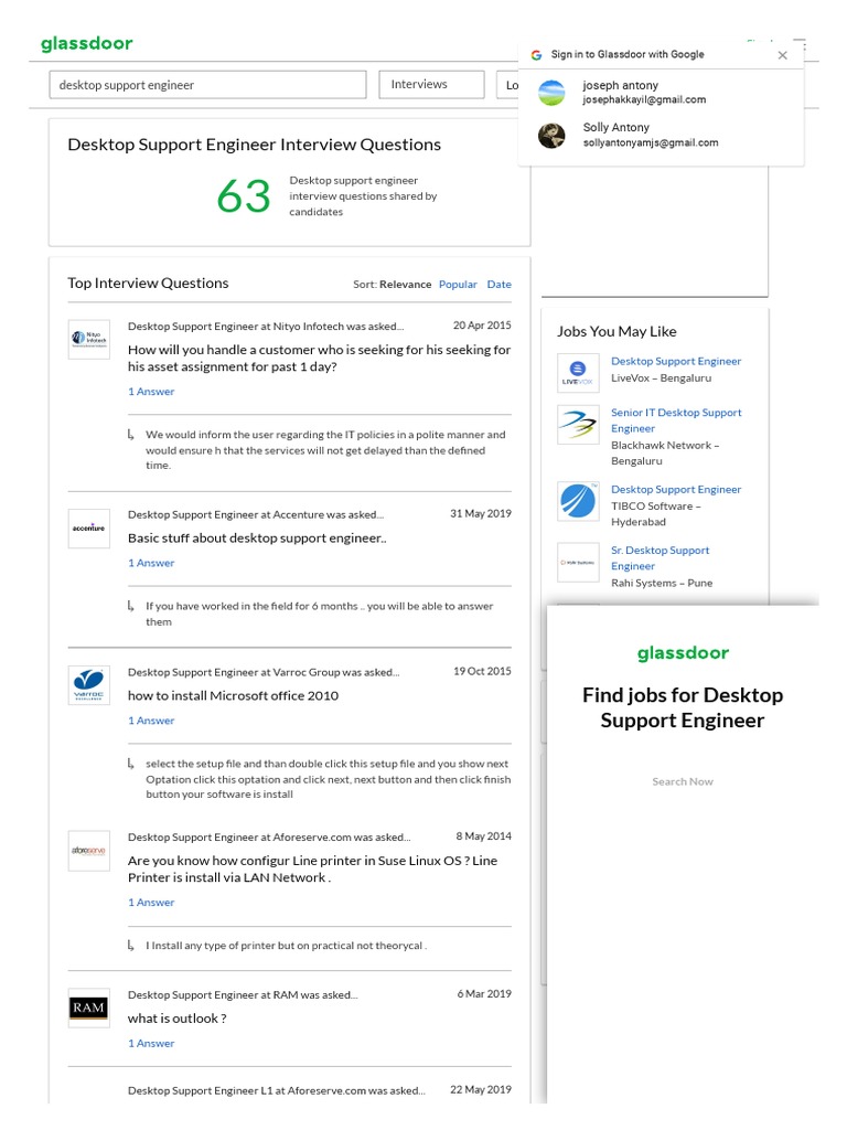 Desktop Support Engineer Interview Questions | PDF | Desktop ...