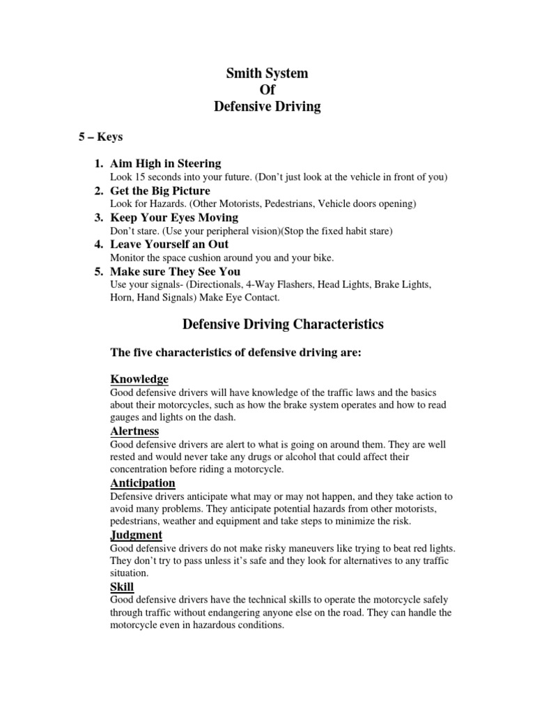 The Smith System For Safety Driving | PDF | Traffic | Driving