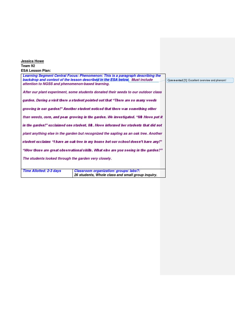 Jessica Howe Offical Science Lesson | PDF