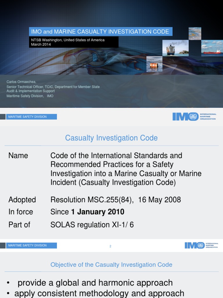 Imo and Marine Casualty Investigation Code: NTSB Washington, United ...