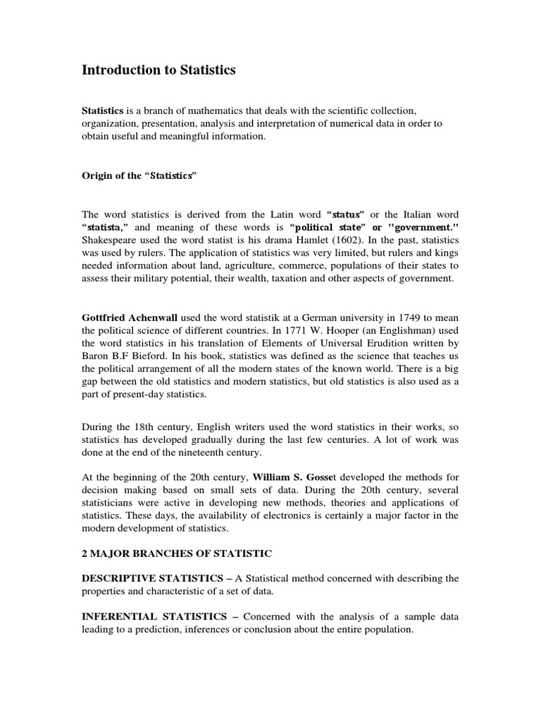 Introduction To Statistics | PDF | Errors And Residuals | Statistics