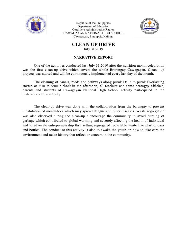 Clean Up Drive: Narrative Report | PDF | Nature