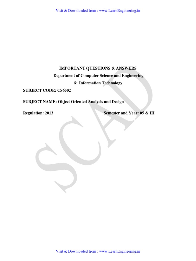 Object Oriented Programming - CS8392 PDF | PDF | Systems Engineering ... Object Oriented Programming - CS8392 PDF | PDF | Systems Engineering ...