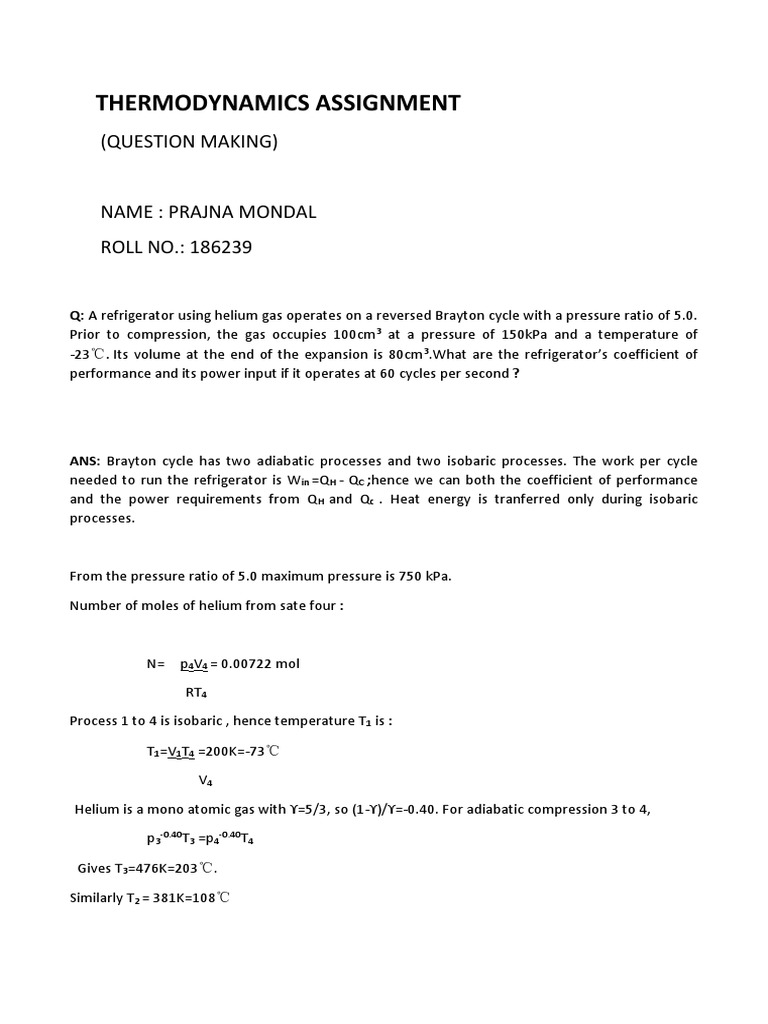 Thermodynamics Problem Set | PDF | Heat | Temperature