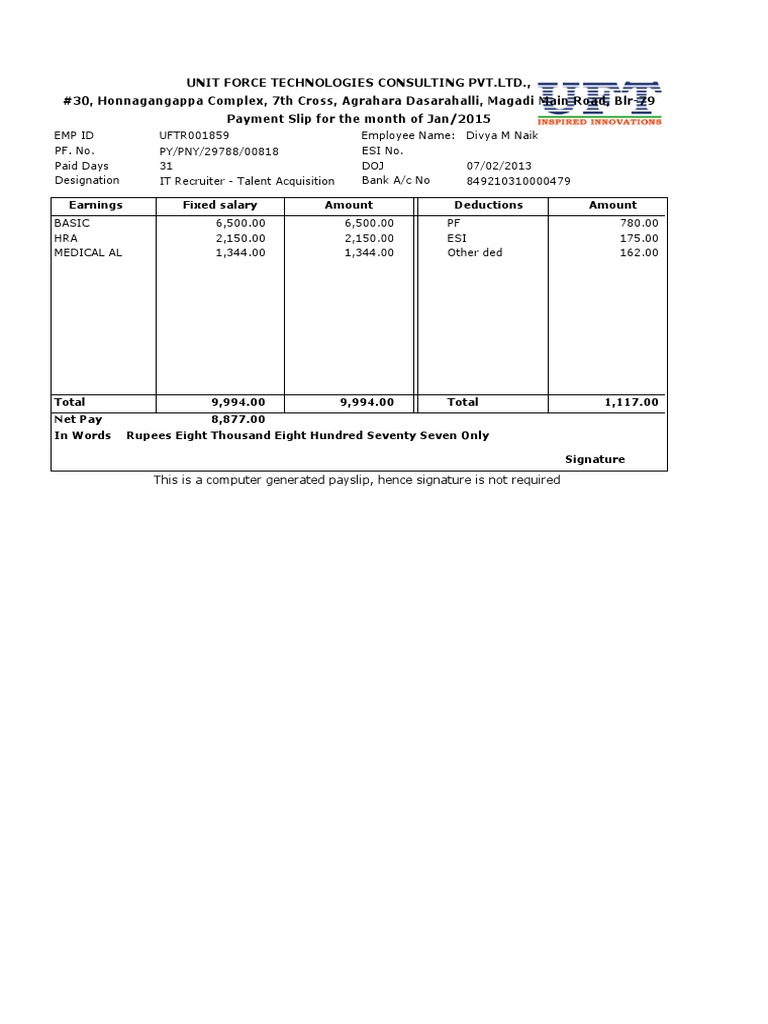 Unit Force Technologies Consulting PVT - LTD., #30, Honnagangappa ...