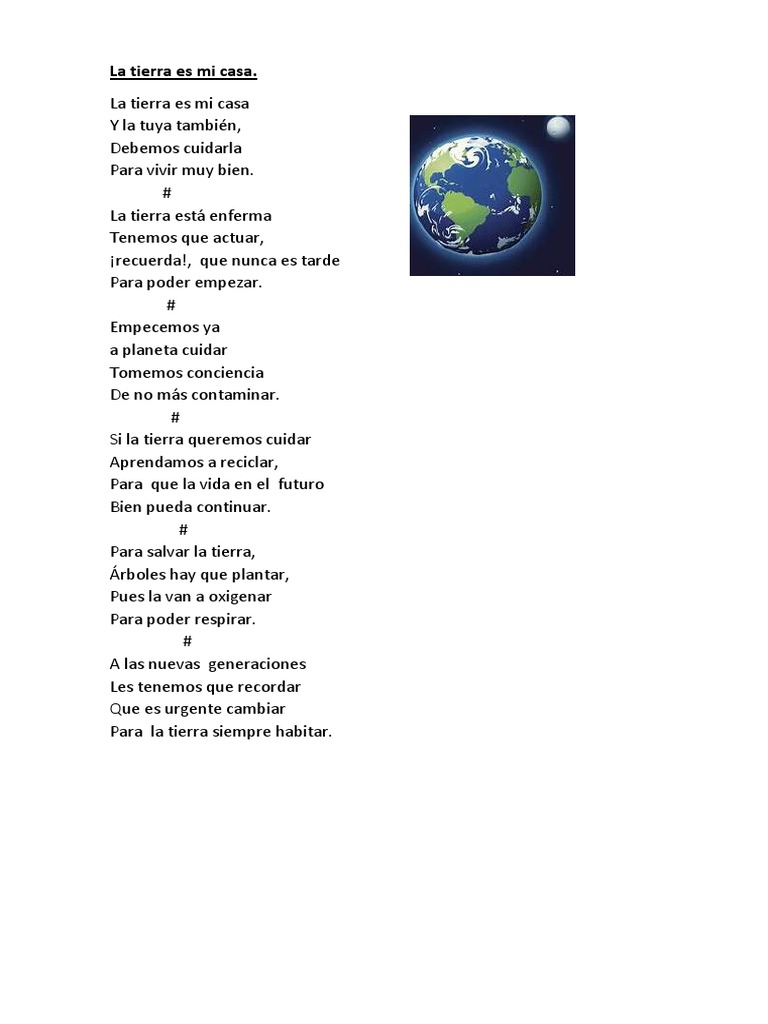 Hoja De Trabajo Del Poema Del Día De La Tierra