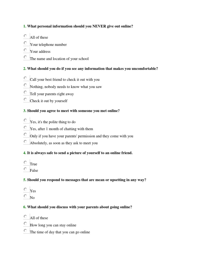 Internet Safety Quiz | PDF | Credit Card | Internet