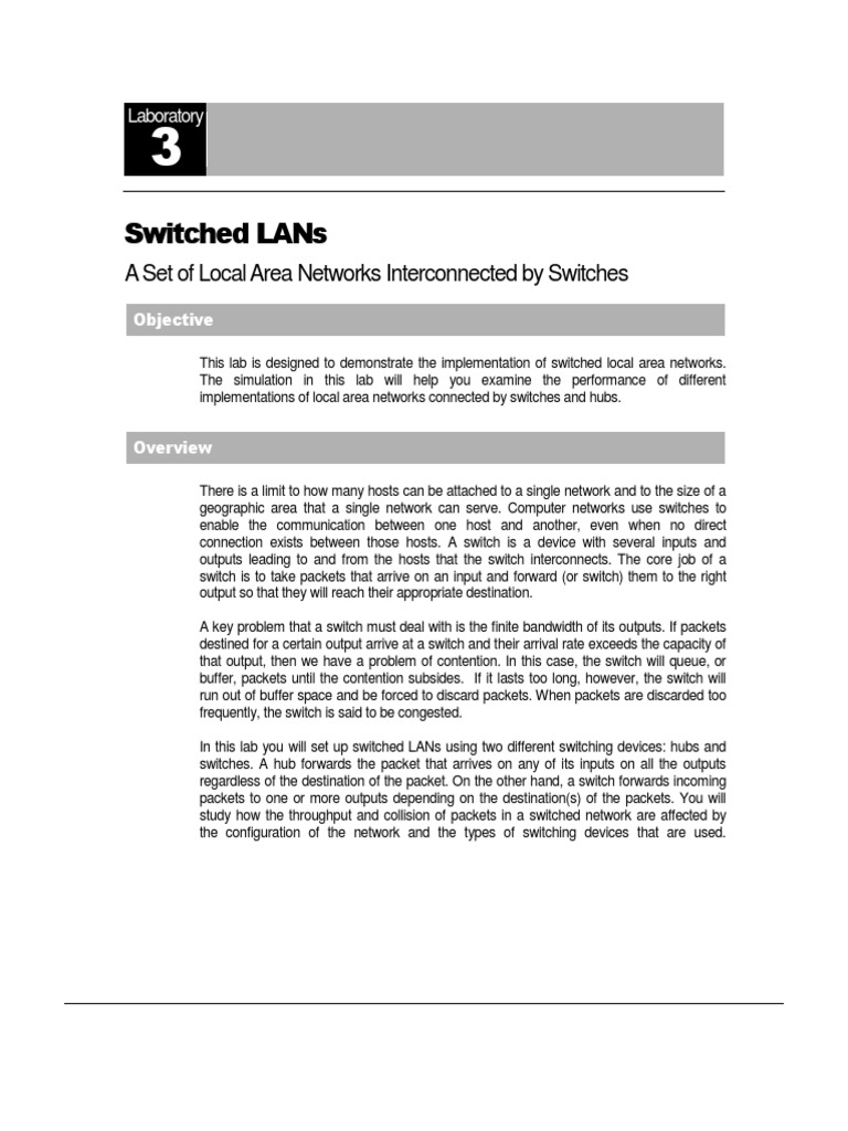 Lab4 - Switched LANs | PDF | Network Switch | Computer Network