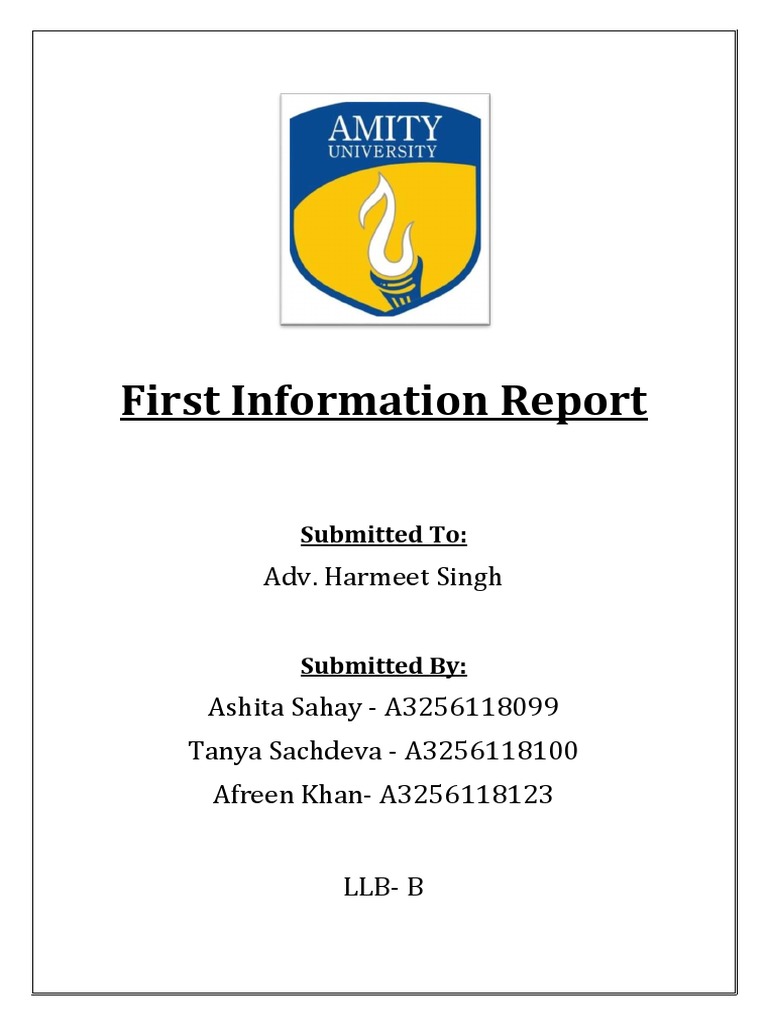 First Information Report: Adv. Harmeet Singh | PDF | Confession (Law ...