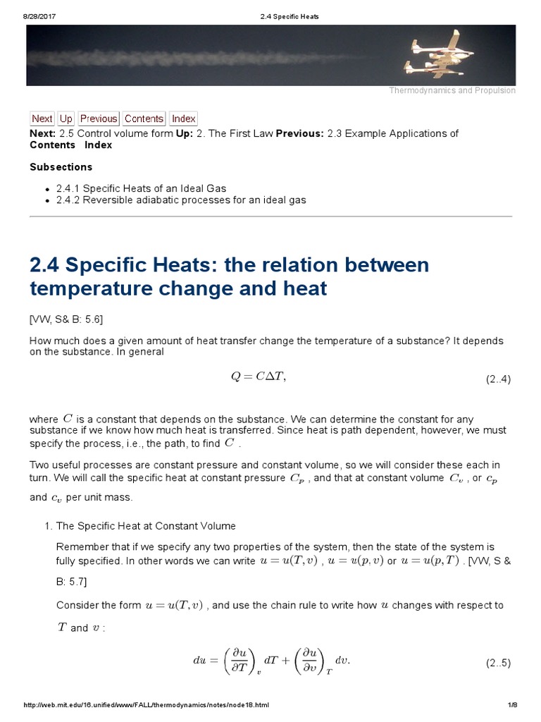 2.4 Specific Heats: The Relation Between Temperature Change and Heat ...