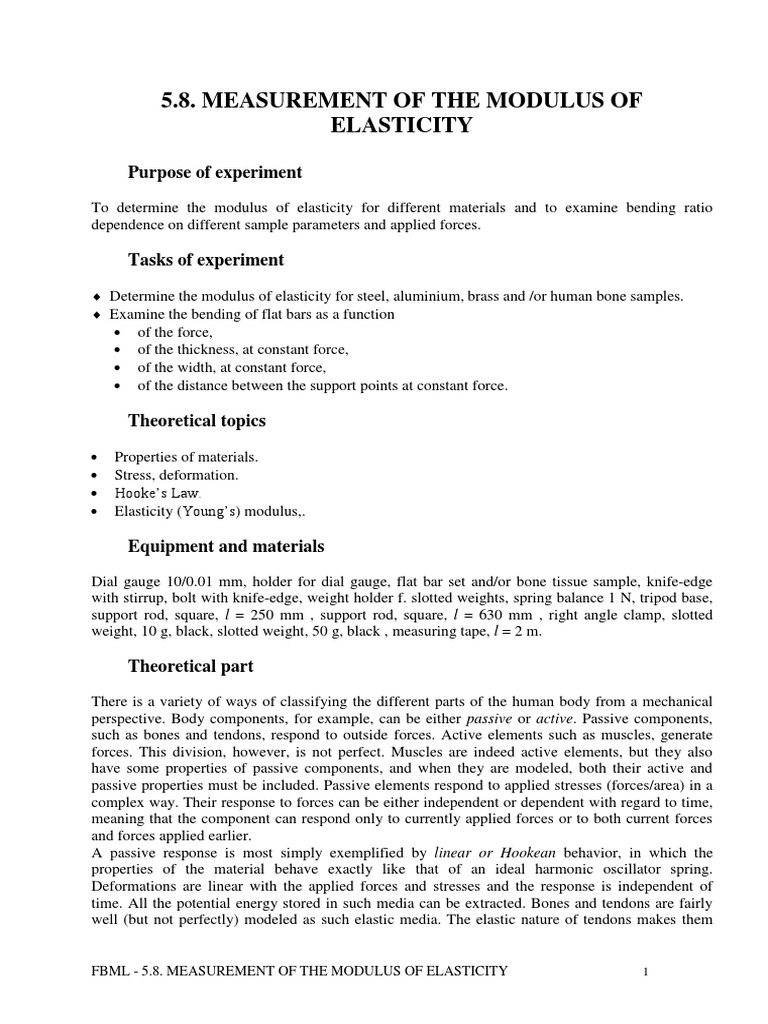 5.8. Measurement of The Modulus of Elasticity | PDF | Deformation ...
