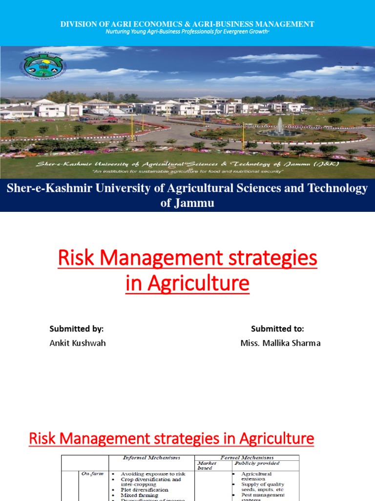 Risk Management in Agriculture | PDF
