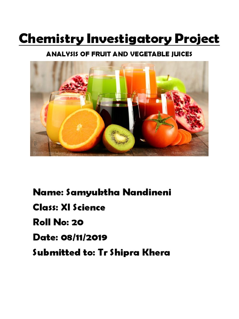 Chemistry Investigatory Project | PDF | Carbohydrates | Juice