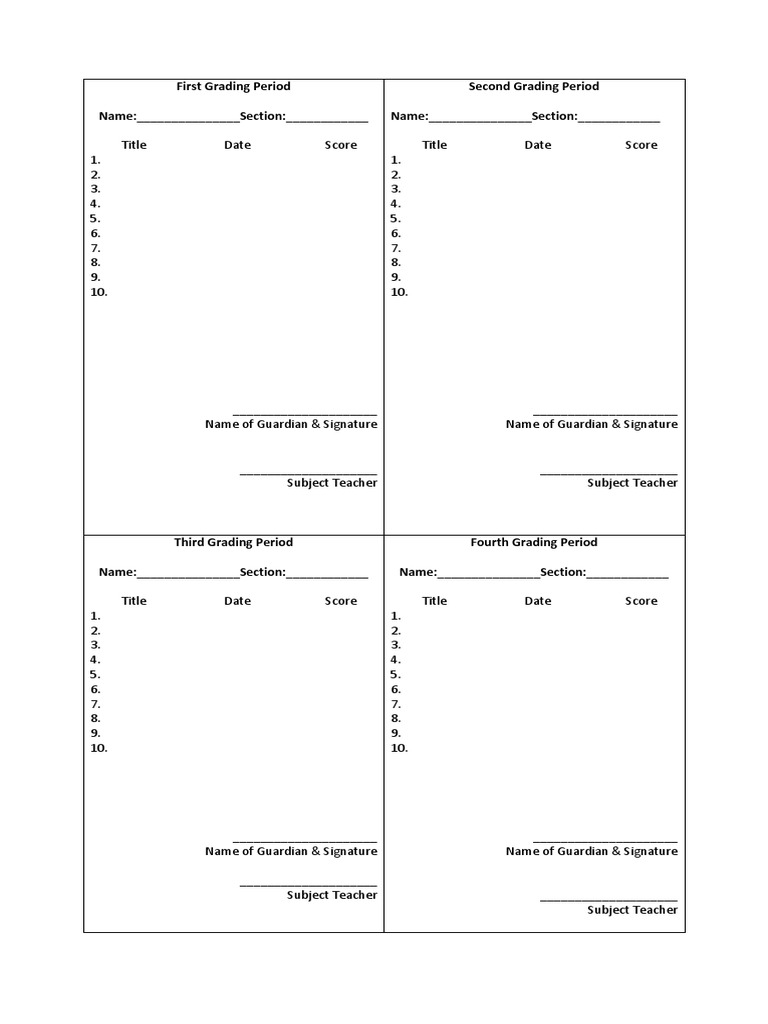 Student Grading Period Tracker | PDF