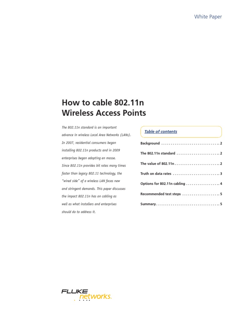 How To Cable 802.11n Wireless Access Points: White Paper | PDF | Ieee ...