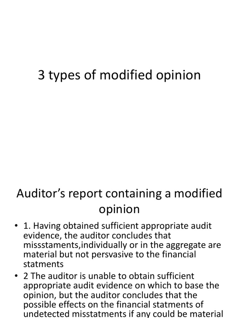 3 Types of Modified Opinion | PDF | Going Concern | Auditor's Report