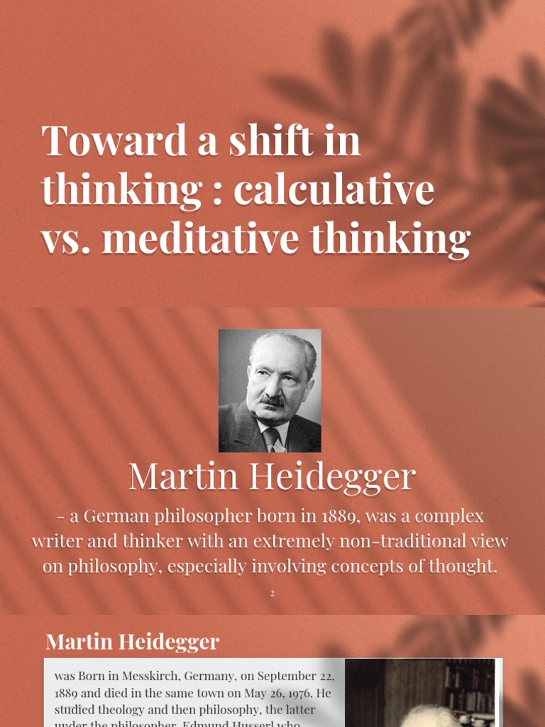 Heidegger's View of Calculative vs Meditative Thinking | PDF | Martin ...