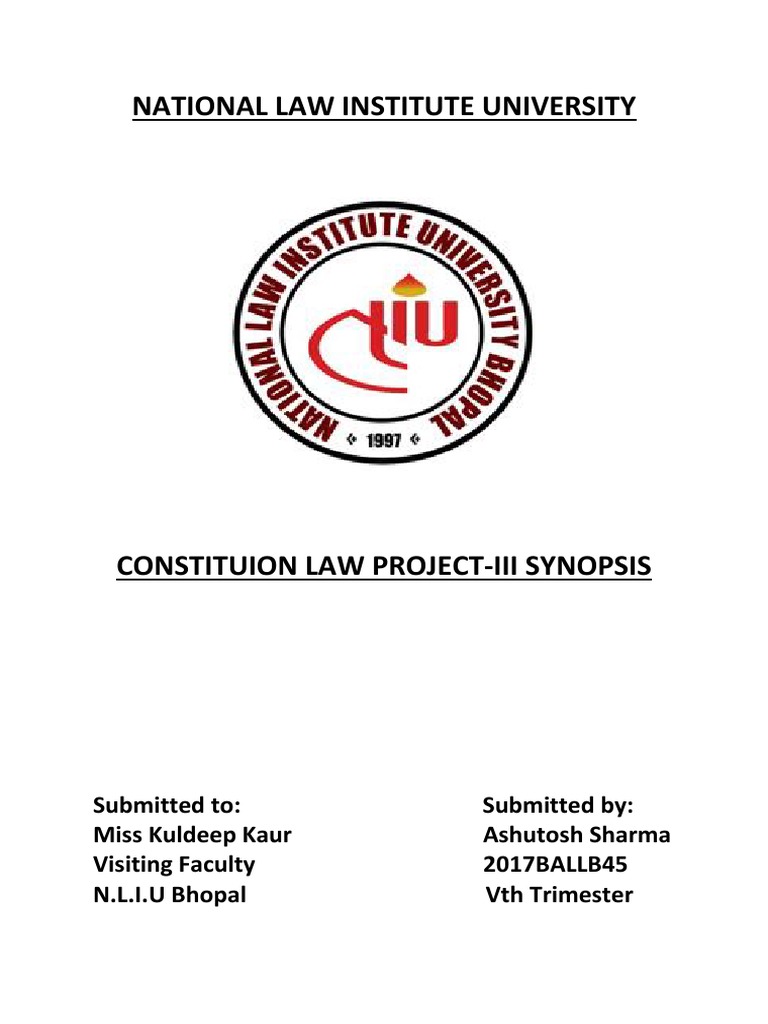 Constitution Law III Project Synopsis | PDF | Constitution | Political ...