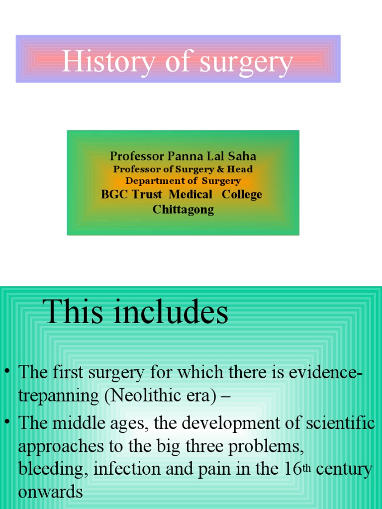 History of Surgery: Professor Panna Lal Saha BGC Trust Medical College ...