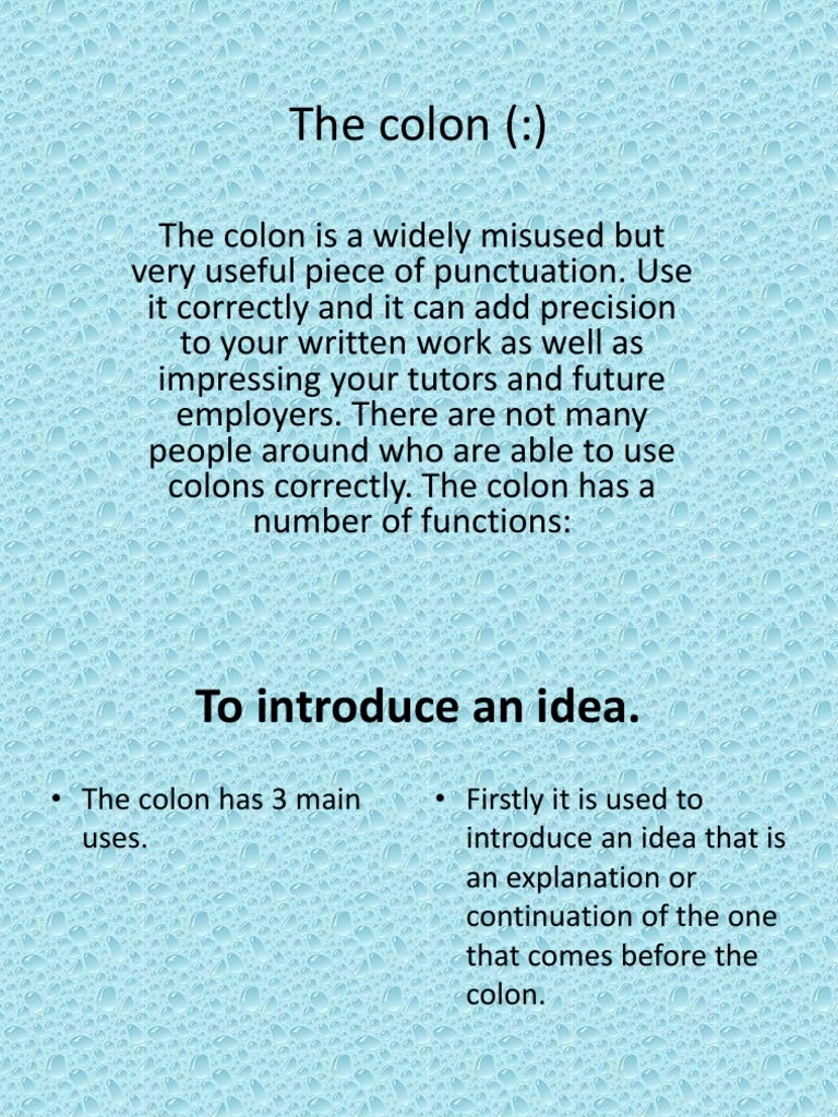 The Colon | PDF | Writing | Symbols