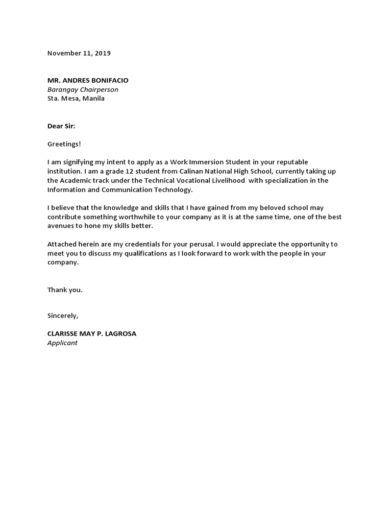 Application Letter Template | PDF