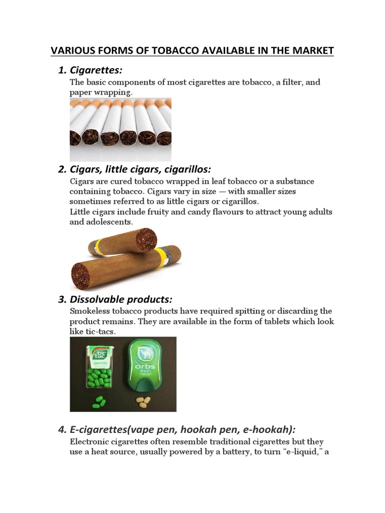 Types of Tobacco Products Available | PDF | Cooking, Food & Wine | Home ...