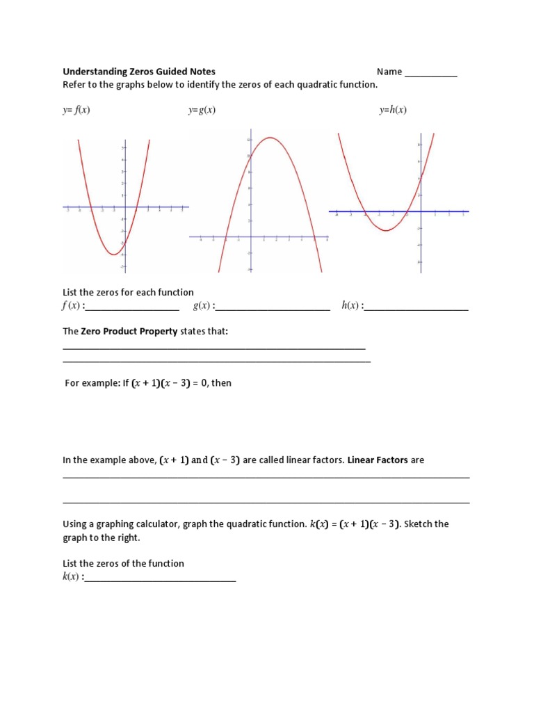 Guided Notes | PDF | Quadratic Equation | Function (Mathematics)