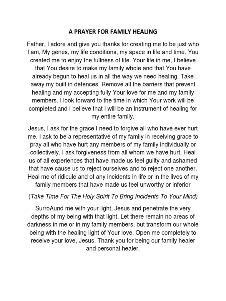 A Prayer For Family Healing | PDF | Faith Healing | Forgiveness