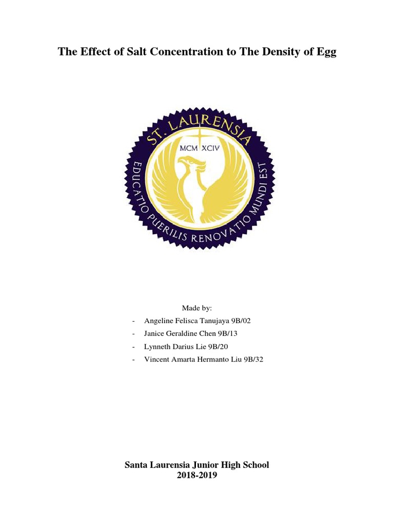 Salt Concentration's Impact on Egg Density | PDF | Egg White | Yolk